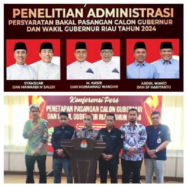KPU Riau Nyatakan Tiga Paslon Gubri 2024 Memenuhi Syarat